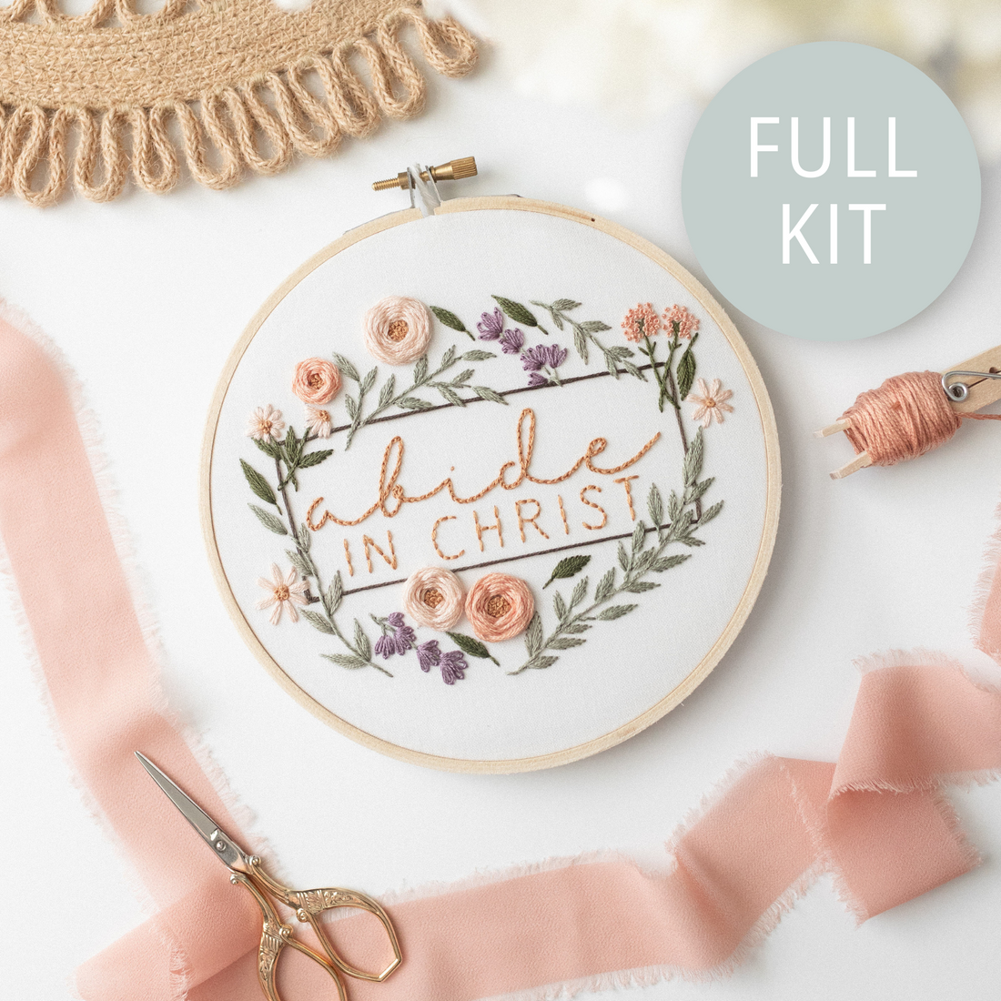 “Abide in Christ” Embroidery Kit | Abide Embroidery Co.